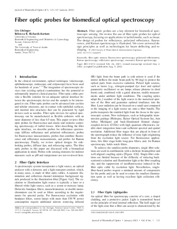(PDF) Fiber optic probes for biomedical optical spectroscopy