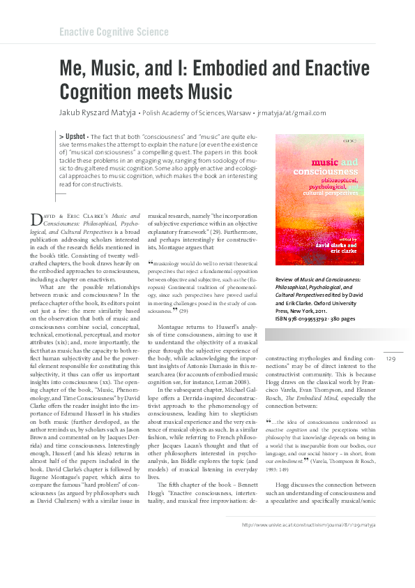 (PDF) Me, Music, and I: Embodied and Enactive Cognition meets Music ...