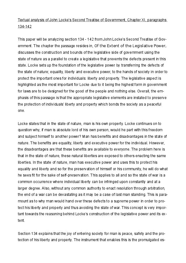 (DOC) Textual Analysis of John Locke's Second Treatise of Government ...