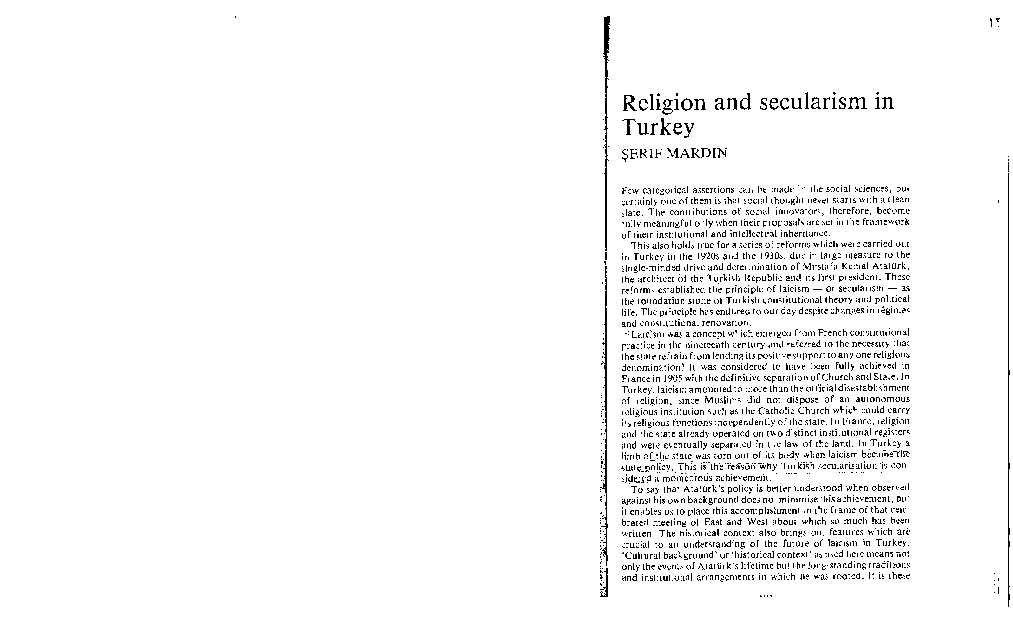 (PDF) Religion and secularism in Turkey