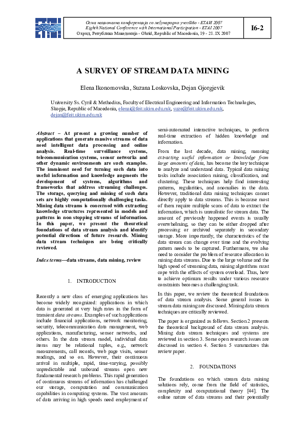 (PDF) A survey of stream data mining