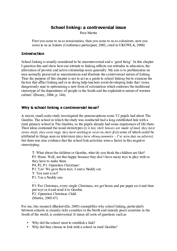 (PDF) School linking: A controversial issue