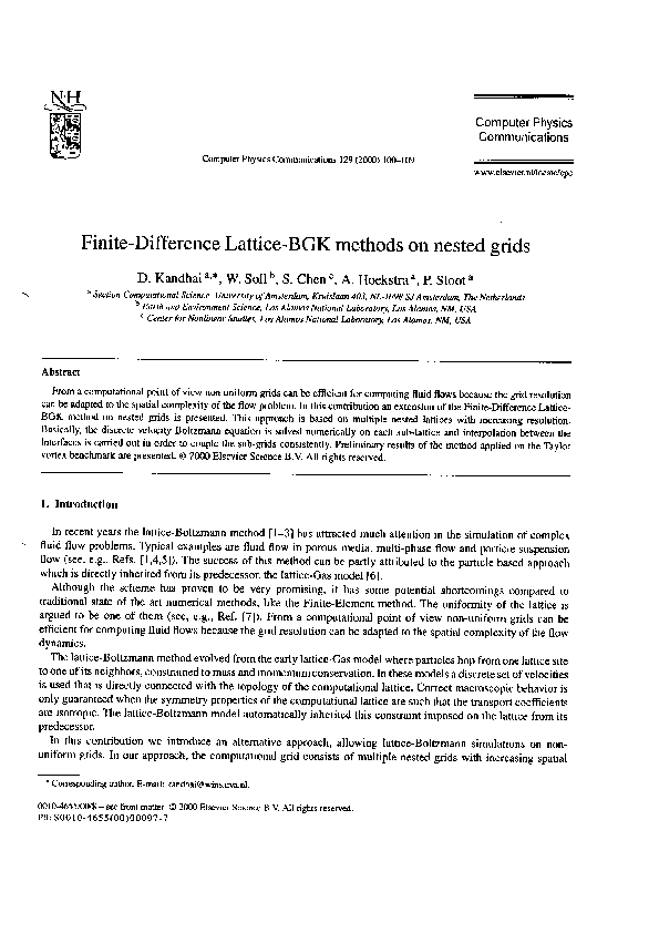 (PDF) Finite-difference lattice-BGK methods on nested grids | Peter M A ...