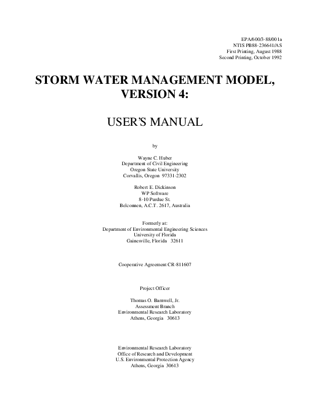 (PDF) Storm water management model; version 4