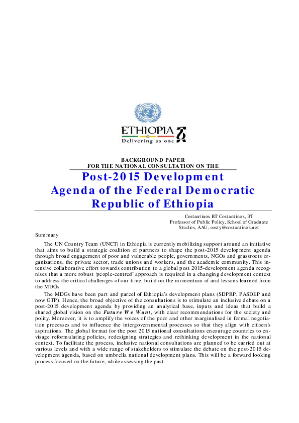(PDF) Post-2015 Development Agenda of the Federal Democratic Republic ...