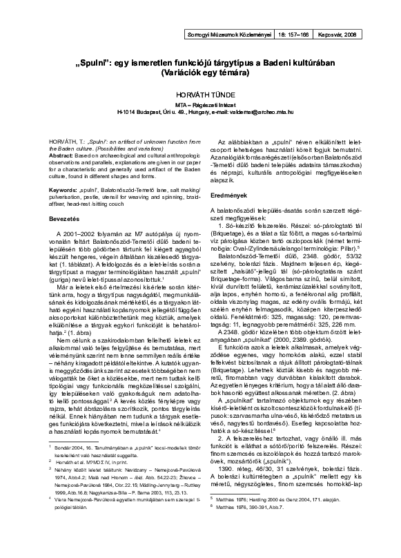 (PDF) Horváth Tünde 2008: “Spulni”: egy ismeretlen funkciójú tárgytípus ...