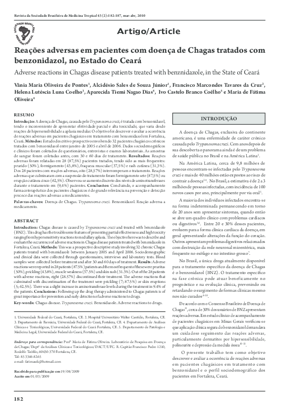 (PDF) Reações adversas em pacientes com doença de Chagas tratados com ...