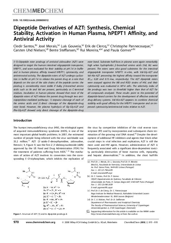 (PDF) Dipeptide derivatives of AZT: synthesis, chemical stability ...