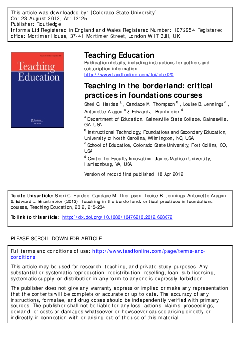 (PDF) Critical Multicultural Education in Foundations Courses ...