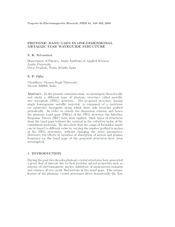 (PDF) Photonic band gaps in one-dimensional metallic star waveguide structure