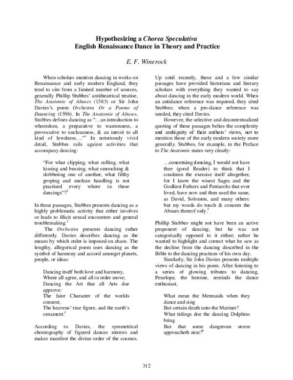 (PDF) "Hypothesizing a Chorea Speculativa: English Renaissance Dance in ...