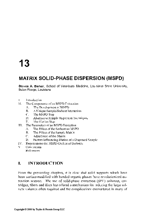 (PDF) Matrix solid-phase dispersion
