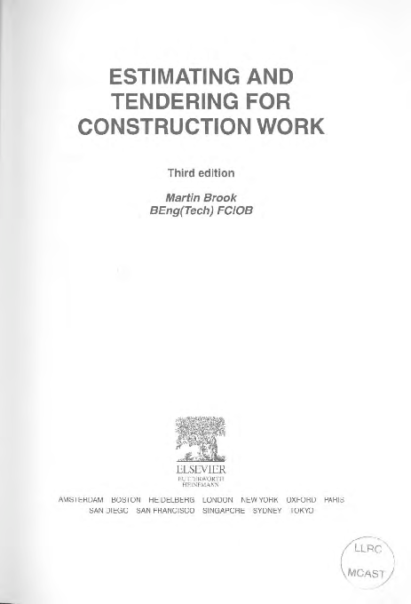 (PDF) Estimating and tendering for construction work