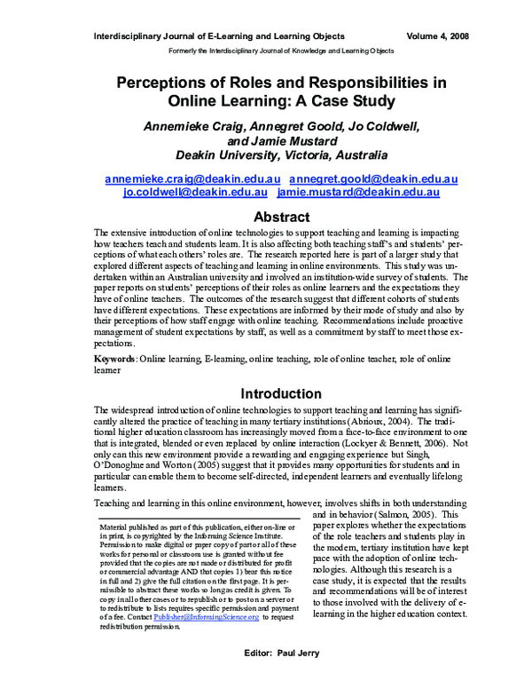 (PDF) Perceptions of roles and responsibilities in online learning: A ...