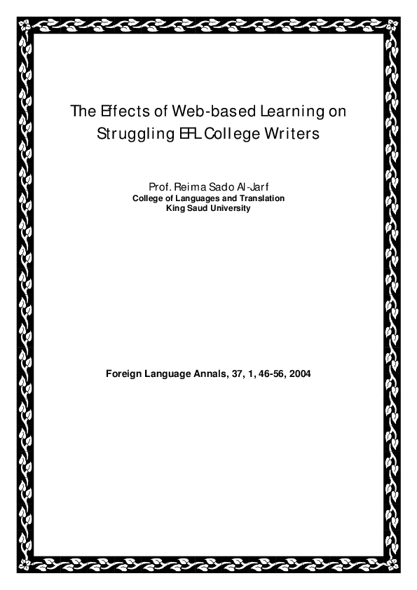 (PDF) The Effects of Web‐Based Learning on Struggling EFL College Writers