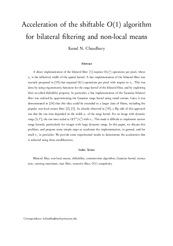 (PDF) Acceleration of the shiftable O(1) algorithm for bilateral ...