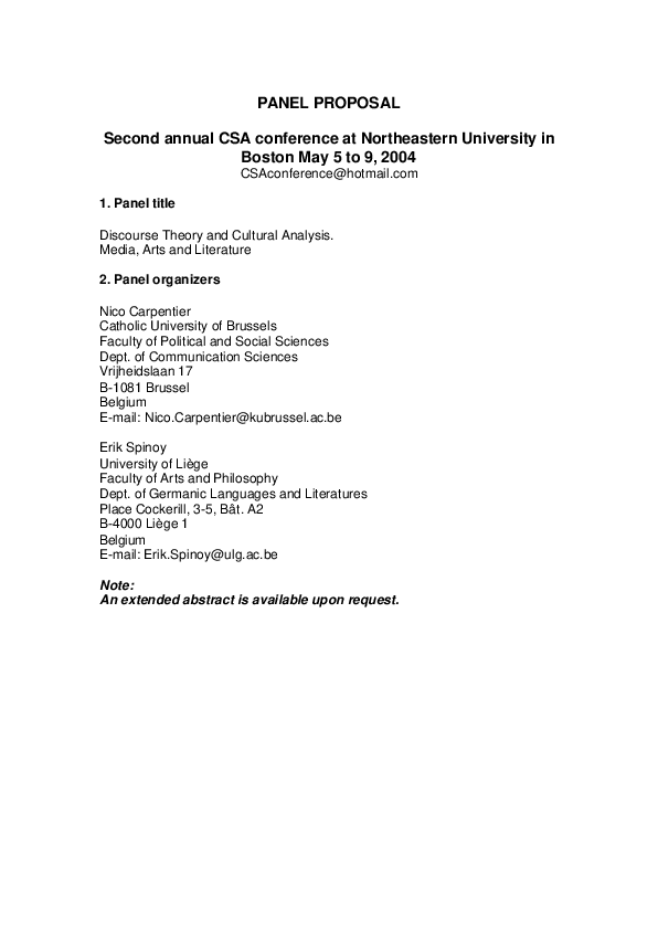 (PDF) PANEL PROPOSAL