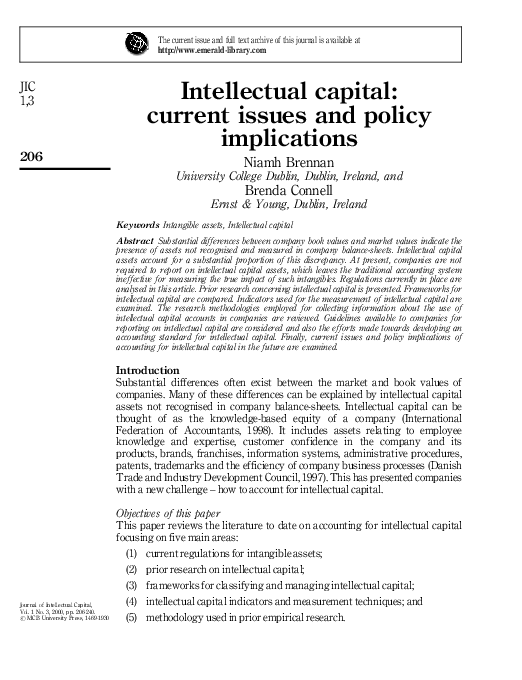 (PDF) Intellectual capital: current issues and policy implications ...