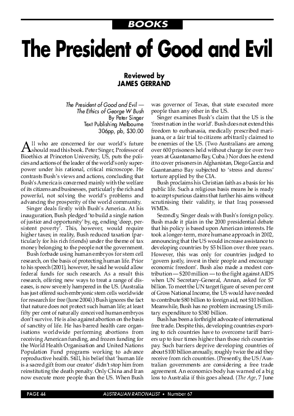 (PDF) The President of Good and Evil: The Ethics of George W Bush