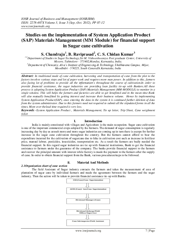 (PDF) Studies on the implementation of System Application Product (SAP) Materials Management (MM ...