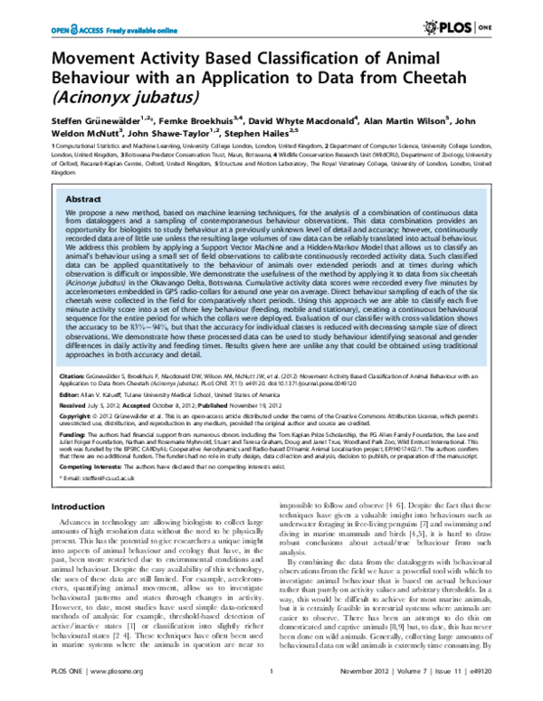 (PDF) Movement activity based classification of animal behaviour with ...