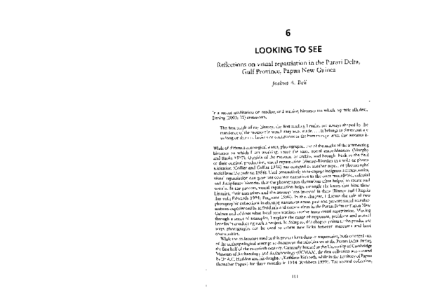 (PDF) BELL, J. A. 2003. ‘Looking to See: Reflections on Visual ...