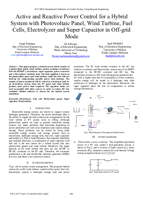 (PDF) Active and reactive power control for a hybrid system with ...