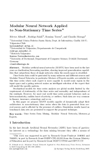 (PDF) Modular Neural Network Applied to Non-Stationary Time Series