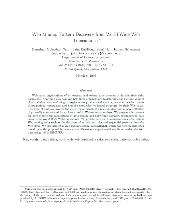 (PDF) Web mining: Pattern discovery from world wide web transactions