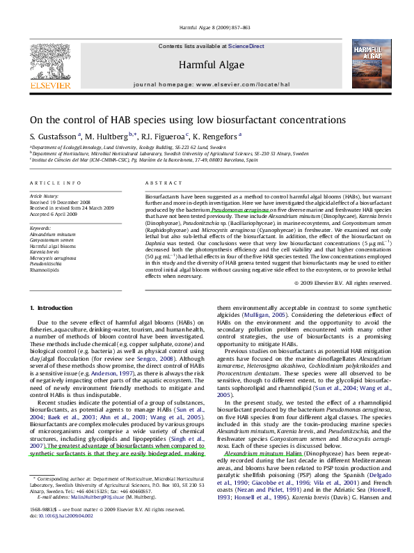 (PDF) On the control of HAB species using low biosurfactant concentrations