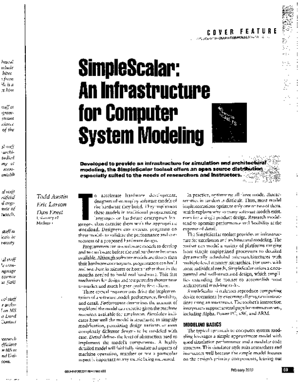 (PDF) SimpleScalar: An infrastructure for computer system modeling