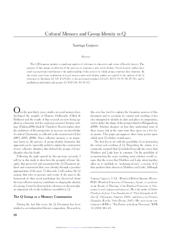 (PDF) Cultural Memory and Group Identity in Q