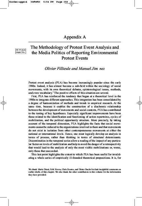 (PDF) (With Manuel Jimenez) “The Methodology of Protest Event Analysis ...
