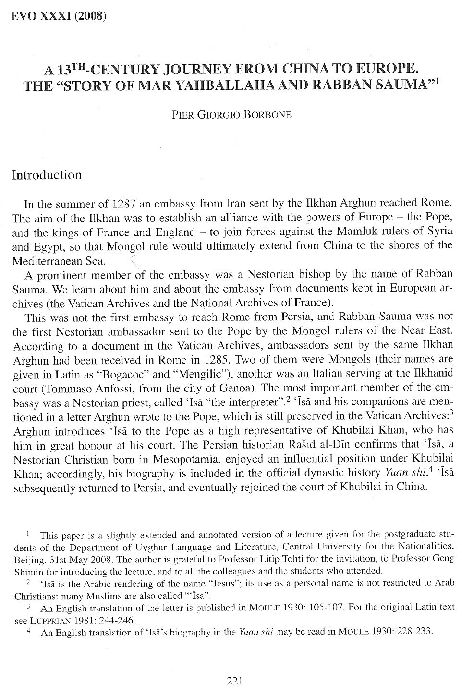 (PDF) A 13th-Century Journey from China to Europe. The "Story of Mar ...