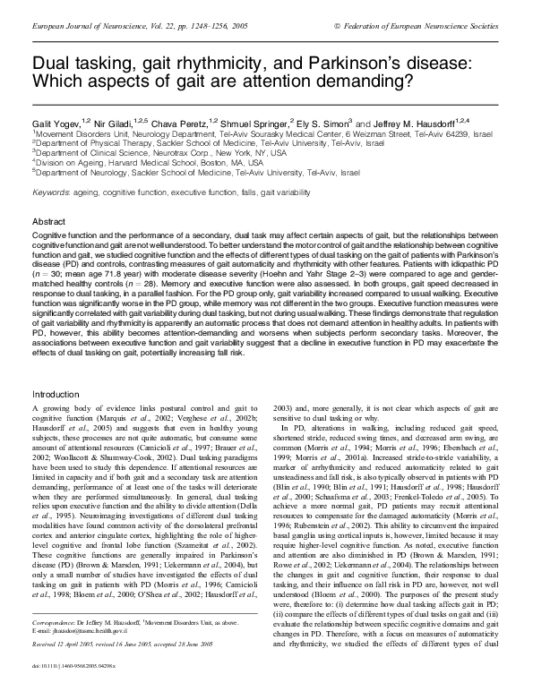 (PDF) Dual tasking, gait rhythmicity, and Parkinson's disease: which ...