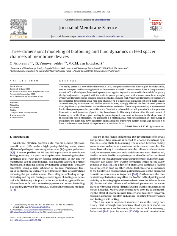 (PDF) Three-dimensional modeling of biofouling and fluid dynamics in ...
