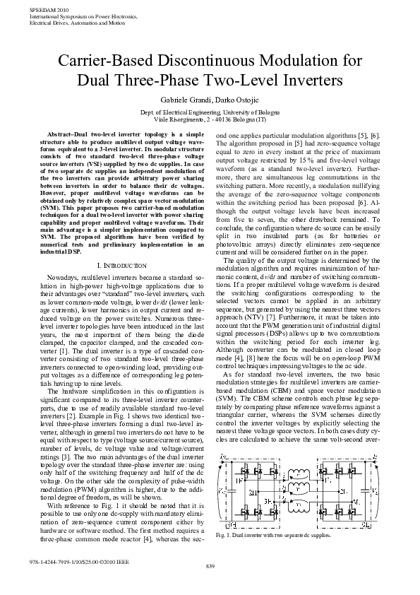 (PDF) Carrier-based discontinuous modulation for Dual three-phase two ...