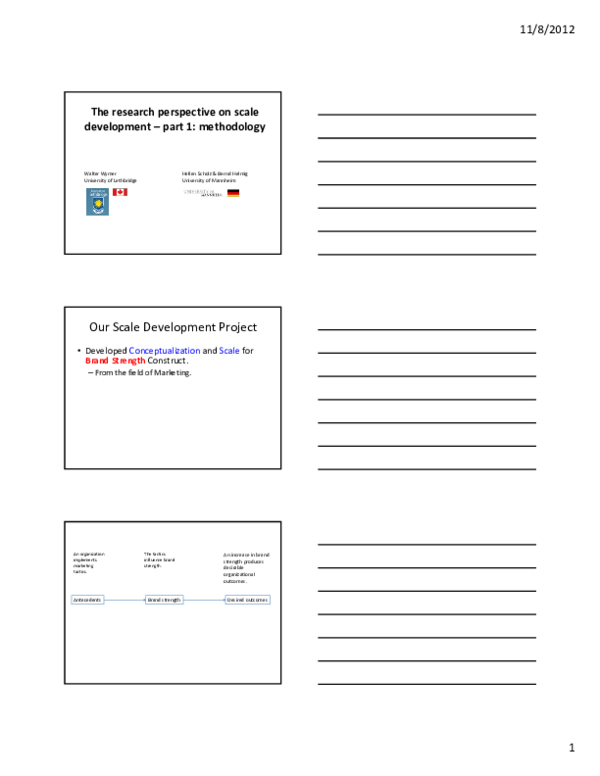 (PDF) The research perspective on scale development--part 1: methodology