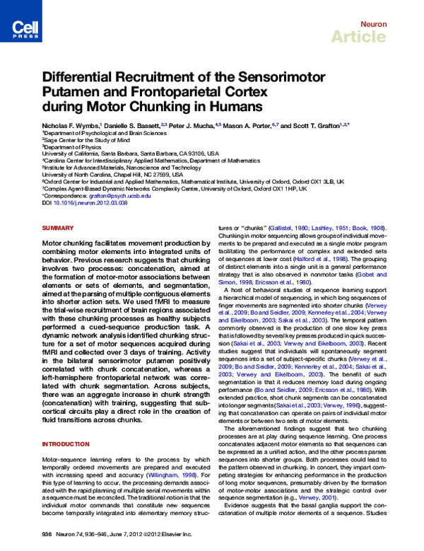 (PDF) Differential Recruitment of the Sensorimotor Putamen and ...