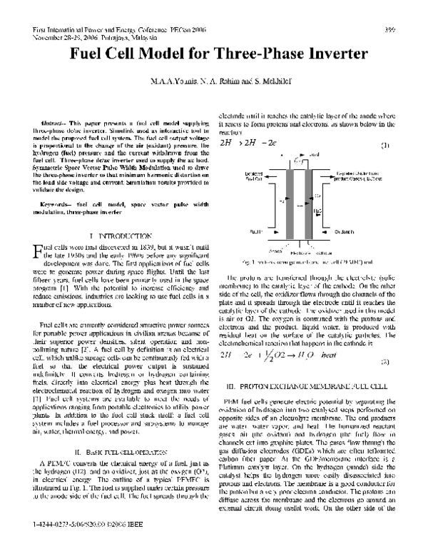 (PDF) Fuel cell model for three-phase inverter