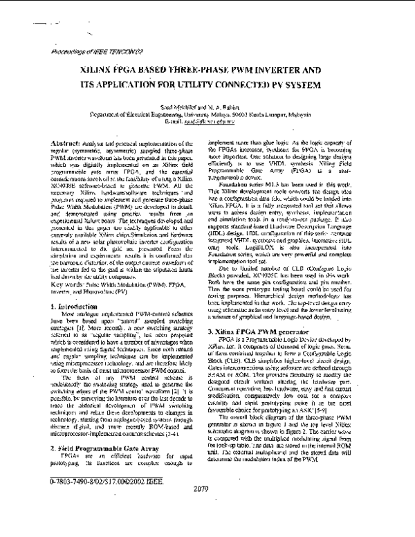 Pdf Xilinx Fpga Based Three Phase Pwm Inverter And Its Application
