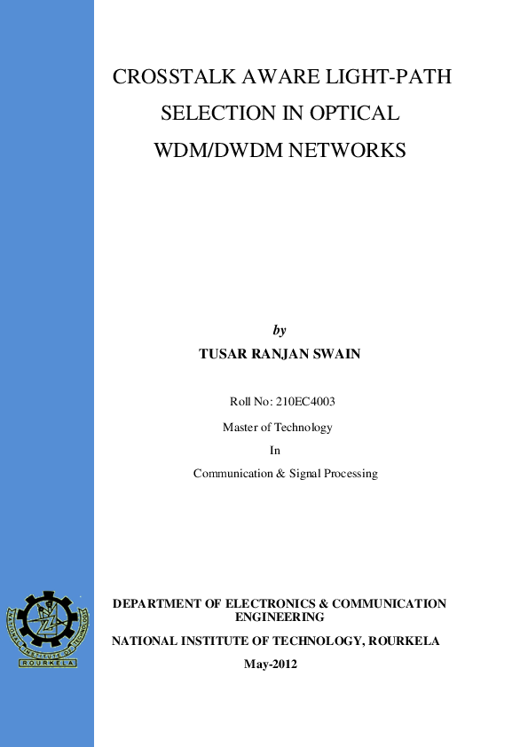 (PDF) Crosstalk aware light-path selection in optical wdm/dwdm networks