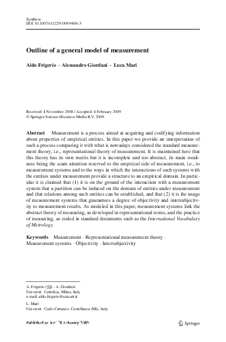 (PDF) Outline of a general model of measurement