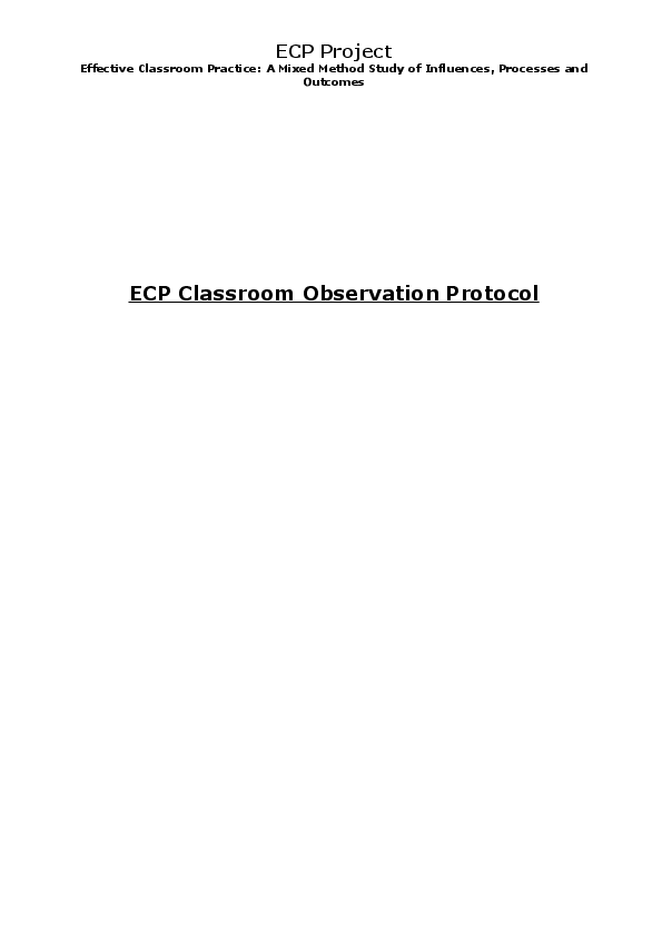 (DOC) Classroom Observation Protocol - using fieldnotes