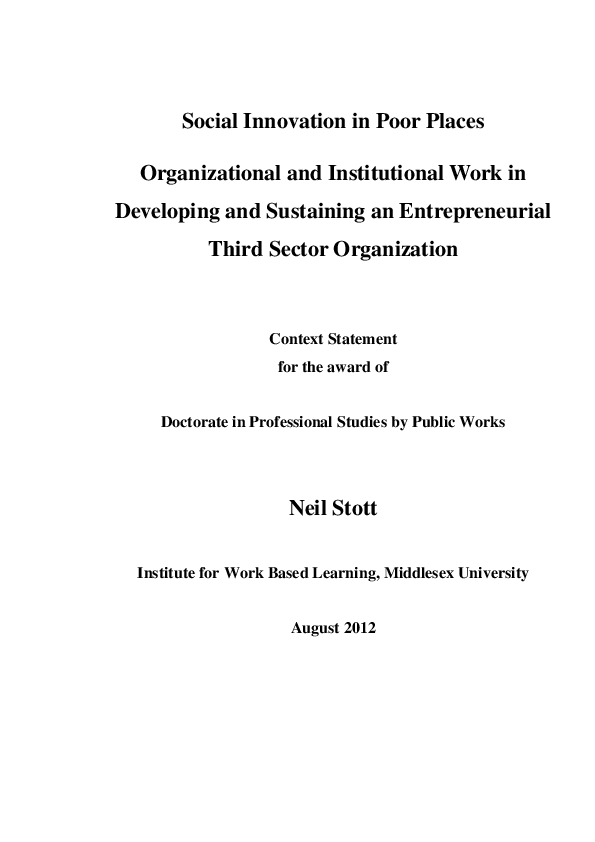 (PDF) Social Innovation in Poor Places: Organizational and ...