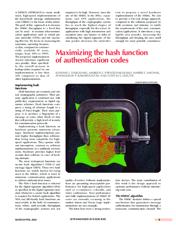 (PDF) Maximizing the hash function of authentication codes