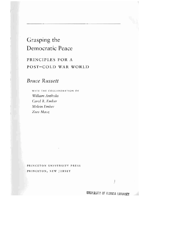 (PDF) Grasping the democratic peace: Principles for a post-Cold War world