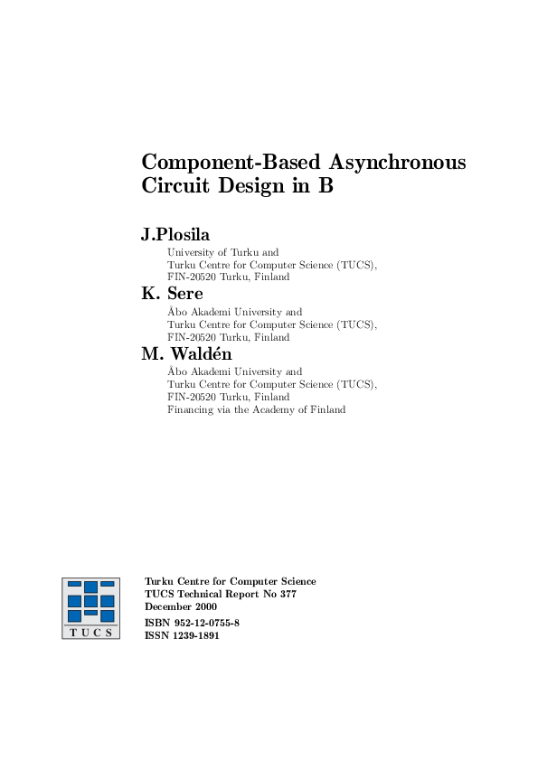 Pdf Component Based Asynchronous Circuit Design In B 5365