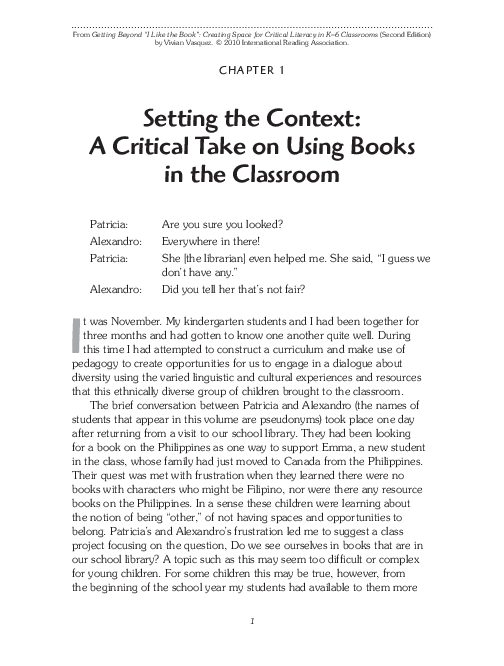 Getting beyond" I like the book": Creating space for critical literacy ...