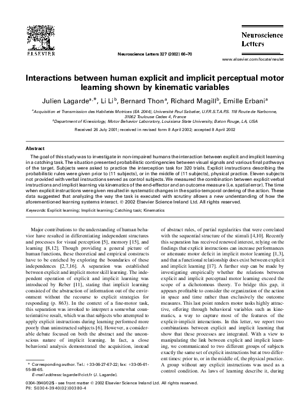 (PDF) Interactions between human explicit and implicit perceptual motor ...